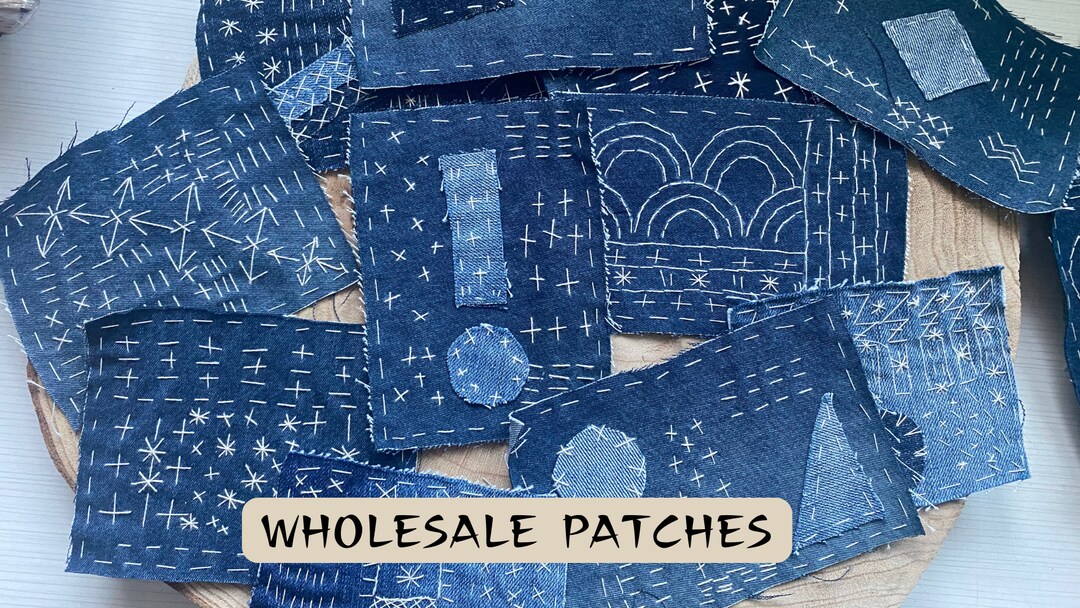 Wholesale Patches of Different Sizes of Denim Hand Sewn With the ...