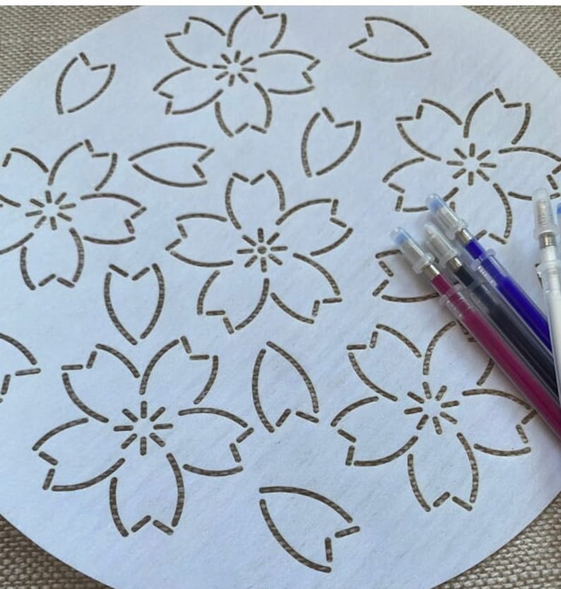 Acrylic Sashiko Cherry Blossom Pattern With 5 Heat Erasable Marking ...