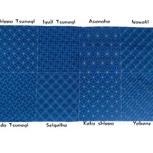 Sashiko Hand Embroidery Panel With 8 Traditional Japanese Patterns on ...