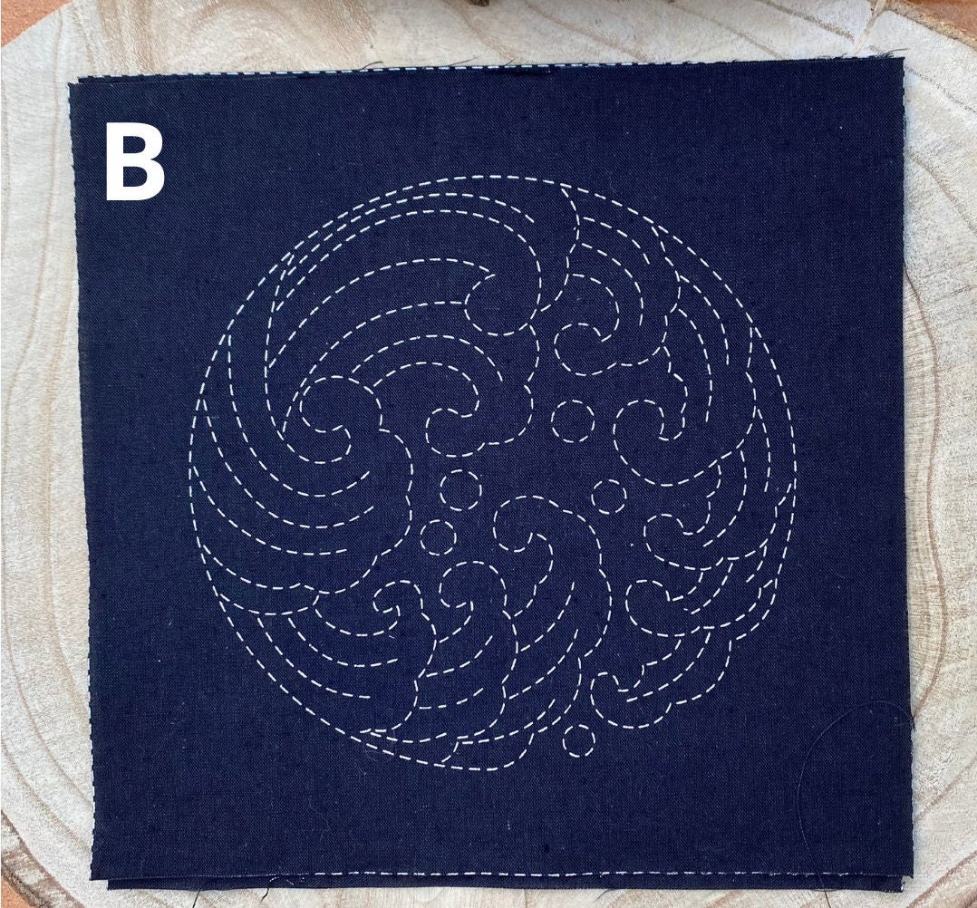 Sashiko Hand Embroidery With Pre-printed Pattern Kit With - Etsy