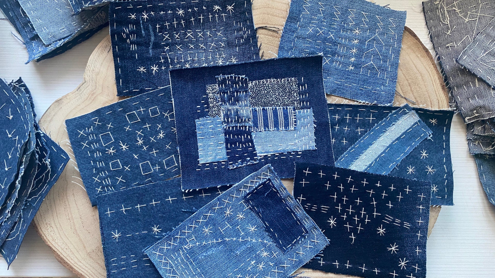 Wholesale Patches of Different Sizes of Denim Hand Sewn With the ...