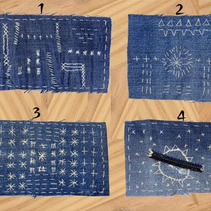 Patches of Different Sizes of Denim Hand Sewn With the Japanese Sashiko ...