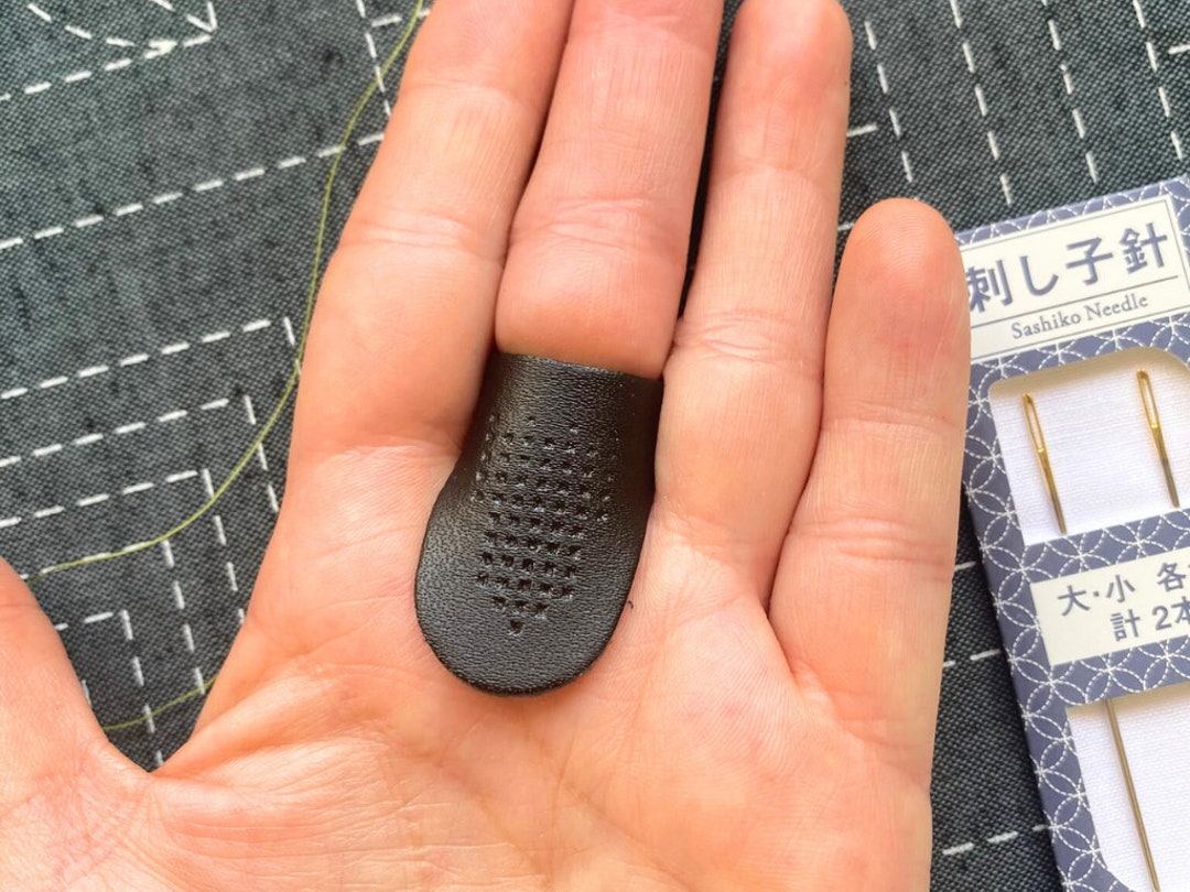 Sashiko Adjustable Black Leather Thimble for Sewing, Quilting and Hand Embroidery, Palm Skin ...