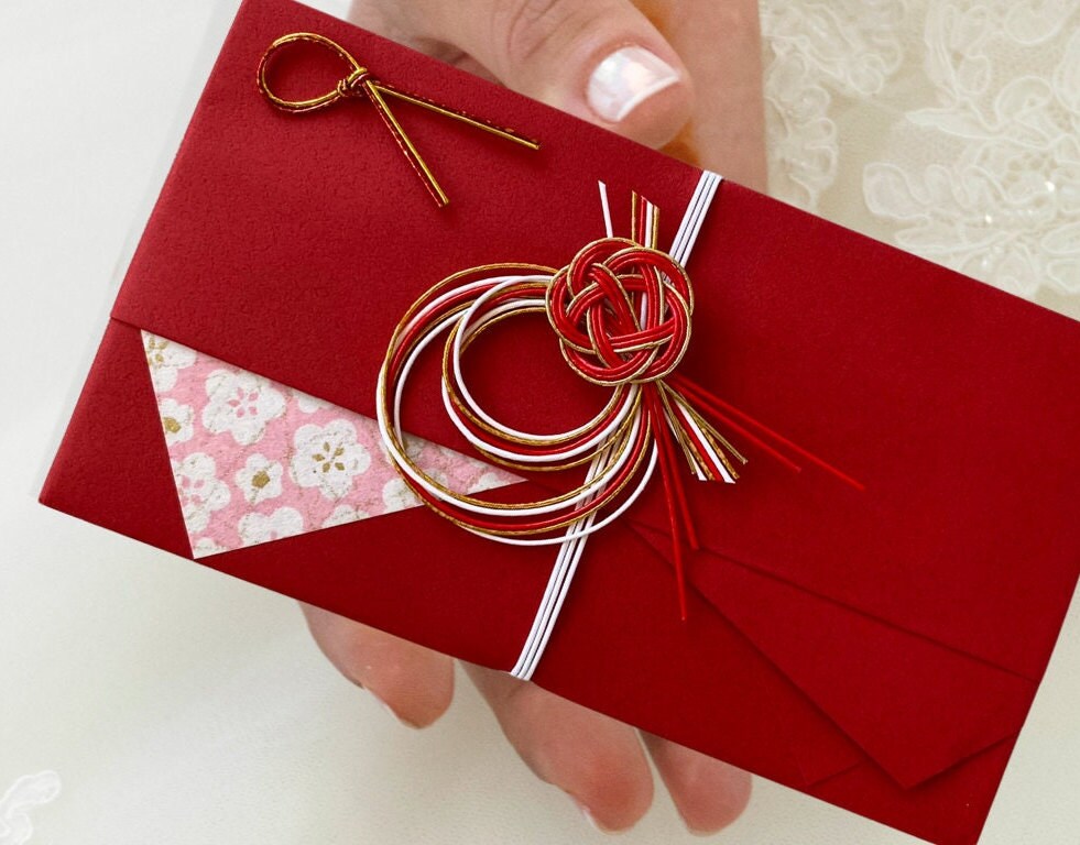 Personalized Japanese Decorative Red Envelope With Mizuhiki Decorative ...