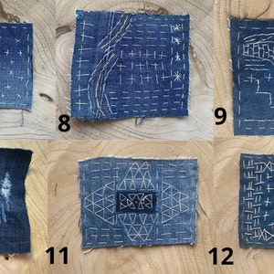 Patches of Different Sizes of Denim Hand Sewn With the Japanese Sashiko ...