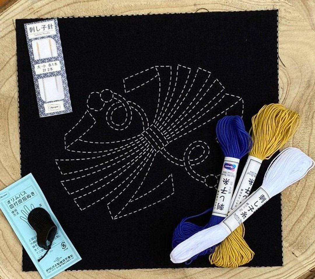 Sashiko Hand Embroidery With Pre-printed Pattern Kit With Japanese ...