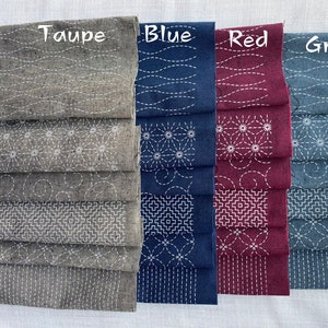 Sashiko Panel With 6 Traditional Japanese Motifs on Pre-painted Wash ...