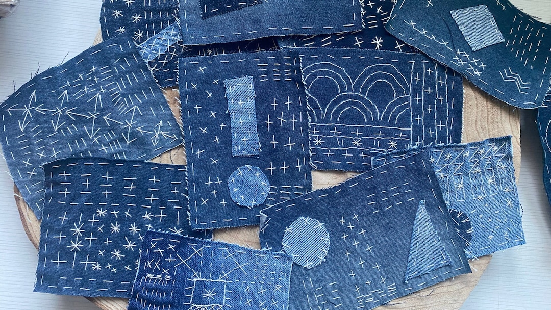 Boro Sashiko Denim Patches for Jeans and Jackets, Sashiko Patching ...