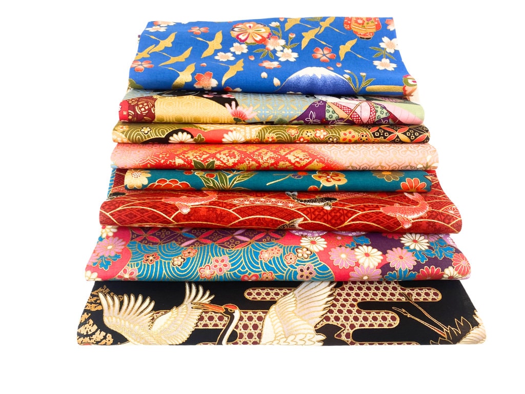 8 Pre-cut Square Japanese Designer Fabrics of High Quality Cotton ...