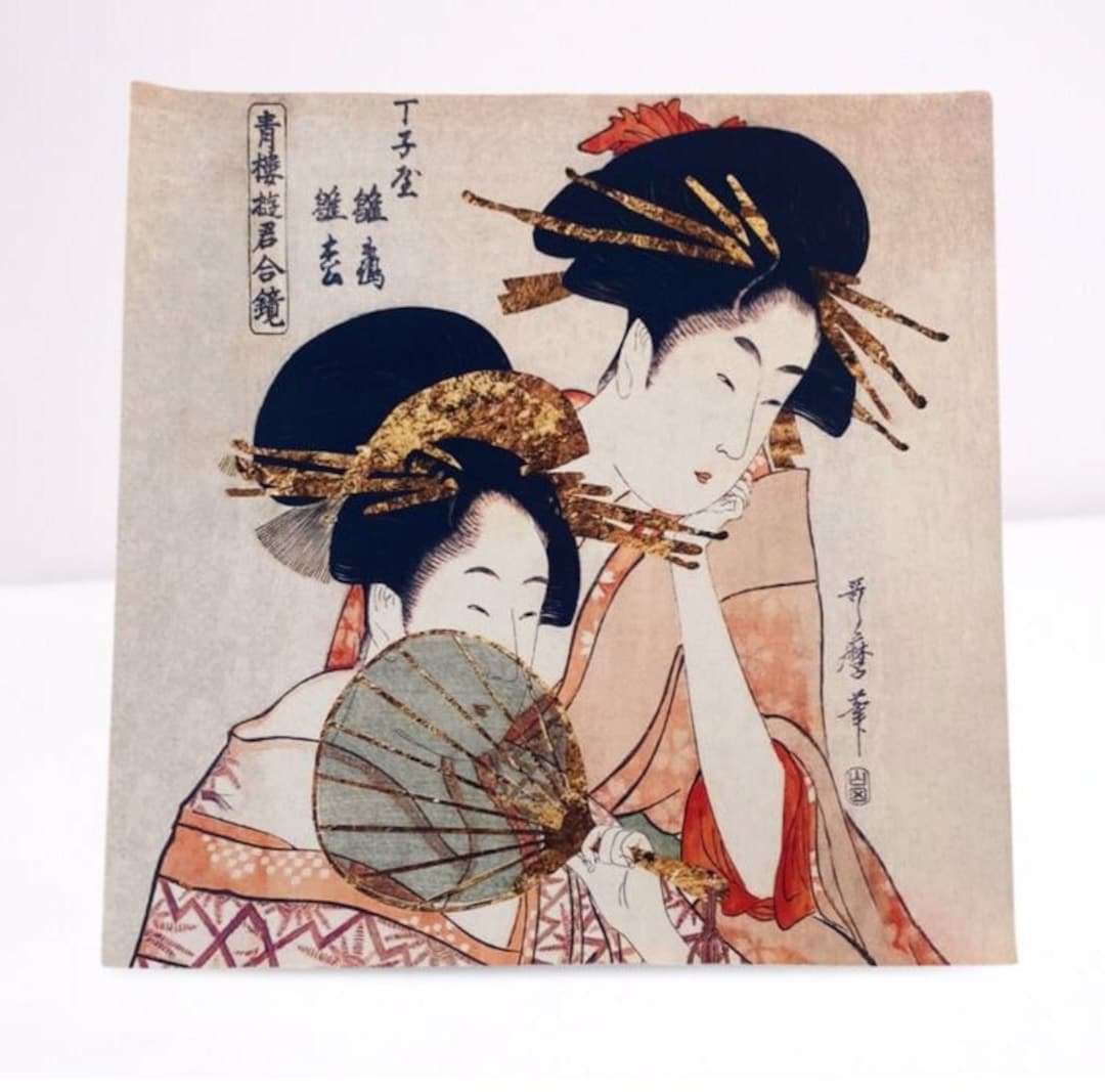 Fabric Japanese Geisha Panel Faux Leather for Craft Project, Fabric ...