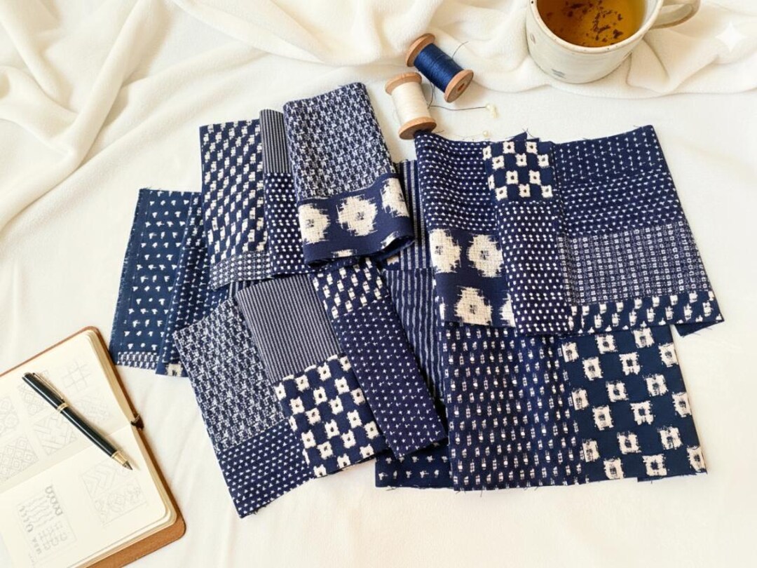 Japanese Takumi Fabric for Patchwork & Sashiko, Upcycled Boro Denim ...
