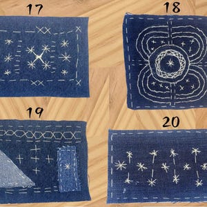 Patches of Different Sizes of Denim Hand Sewn With the Japanese Sashiko ...