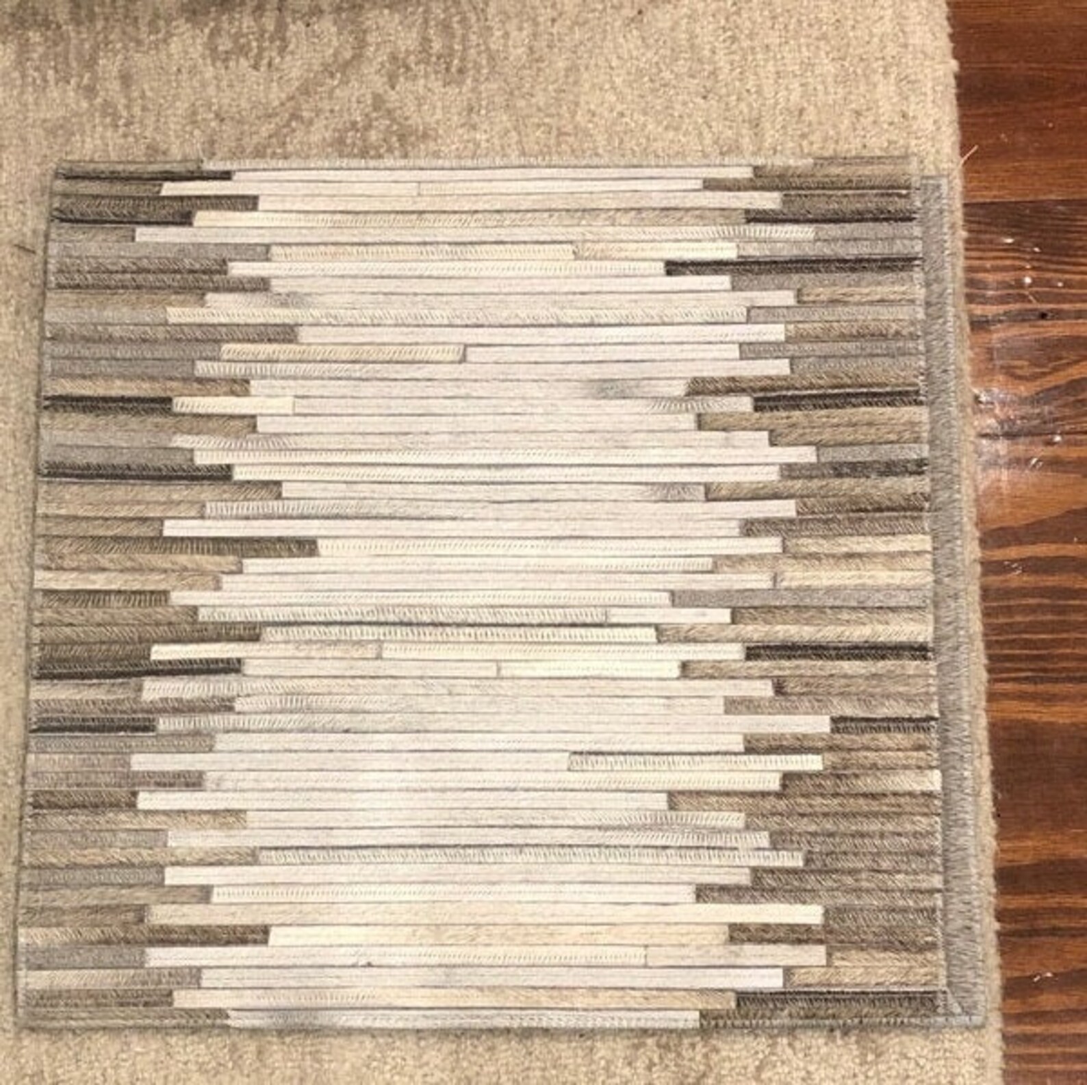 Cowhide Runner Rug Patch Work in thin Stripe design brown | Etsy