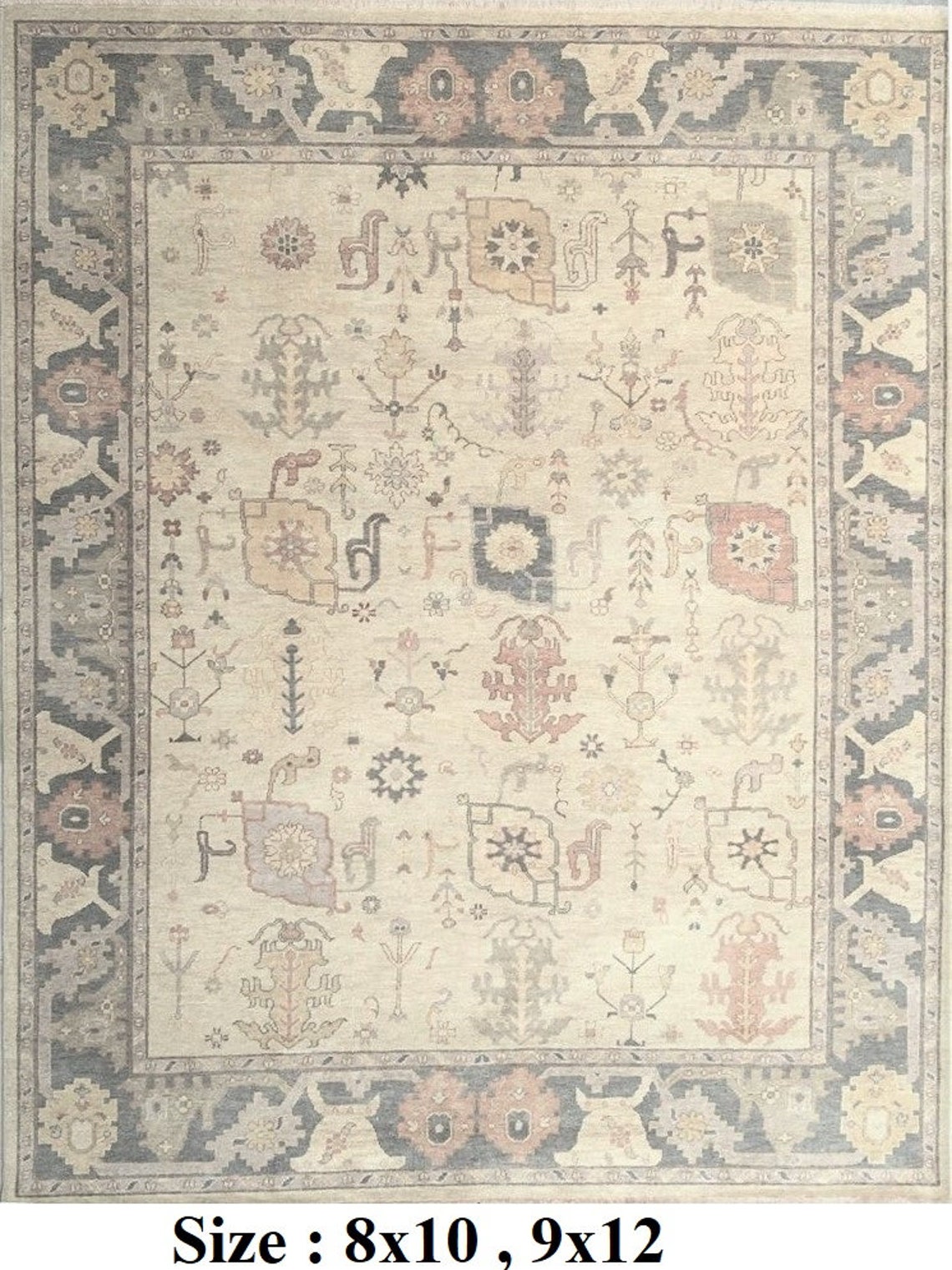 New Traditional Turkish Knotted Wool Area Rug for Living Room | Etsy