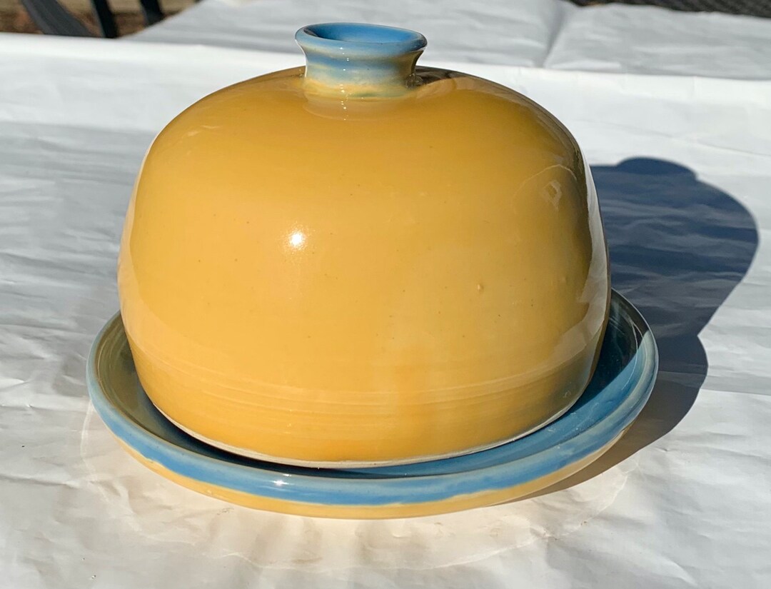 Yellow and Sky Blue Covered Cheese Plate - Etsy
