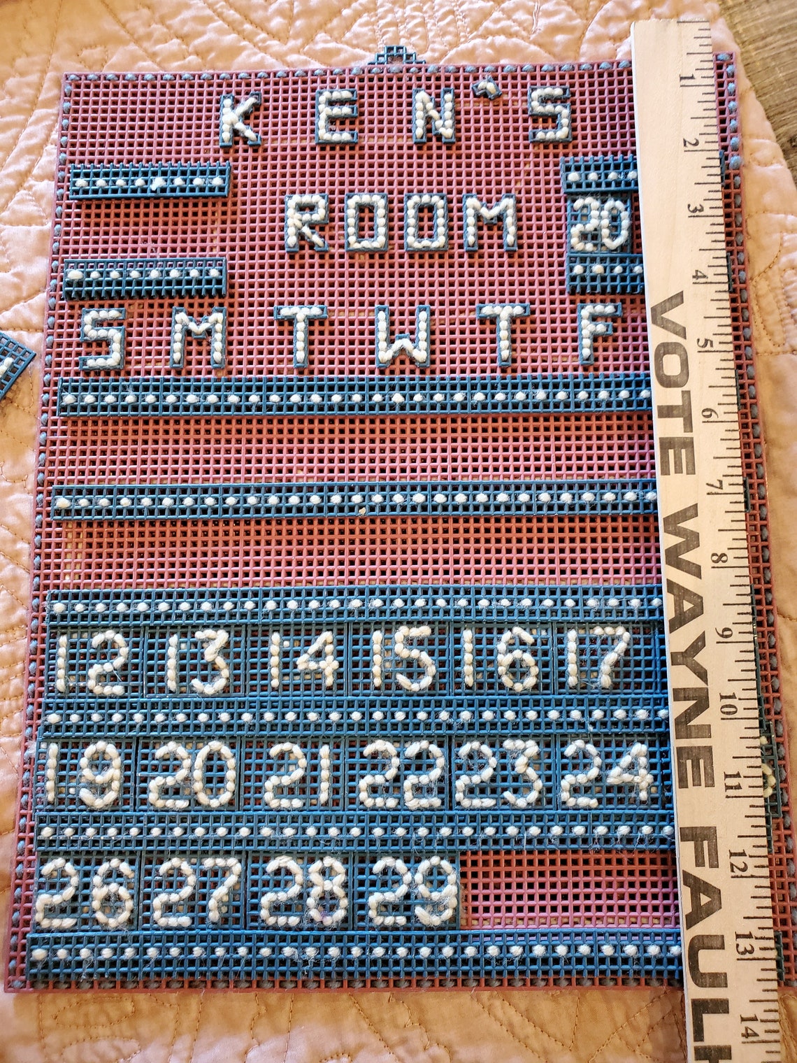 Canvas Calendar/personalized Calendar/ Sewn With Yarn/ Plastic Canvas ...