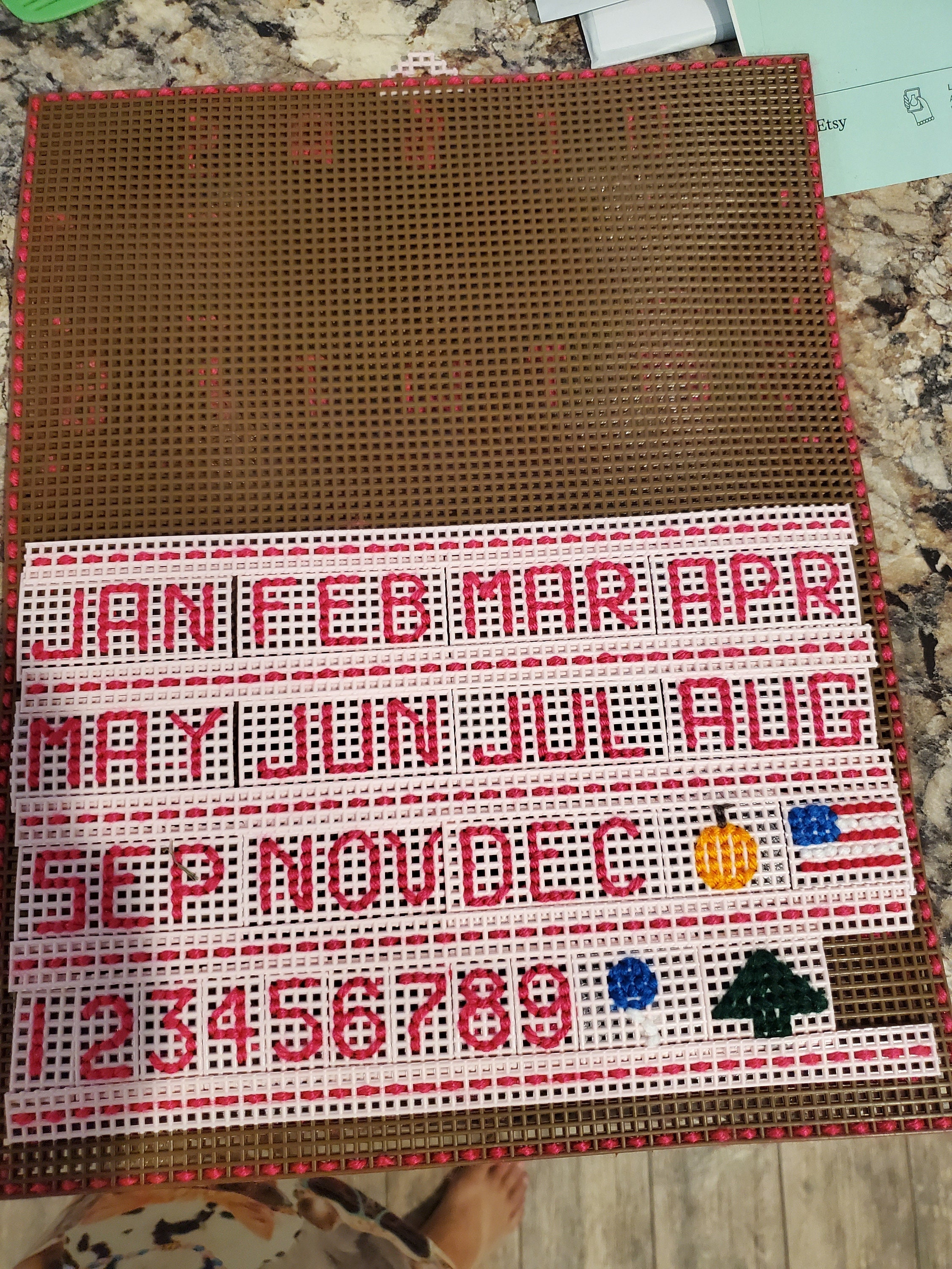 Canvas Calendar/personalized Calendar/ Sewn With Yarn/ Plastic Canvas ...