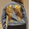 Denim Angel Wing Jacket| Denim Jacket| Gold Wings Jacket| Sequin Angel ...