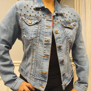 Denim Angel Wing Jacket| Denim Jacket| Gold Wings Jacket| Sequin Angel ...