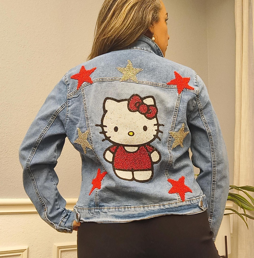Hello Kitty Denim Jacket|| Hello Kitty Jean Jacket - Etsy