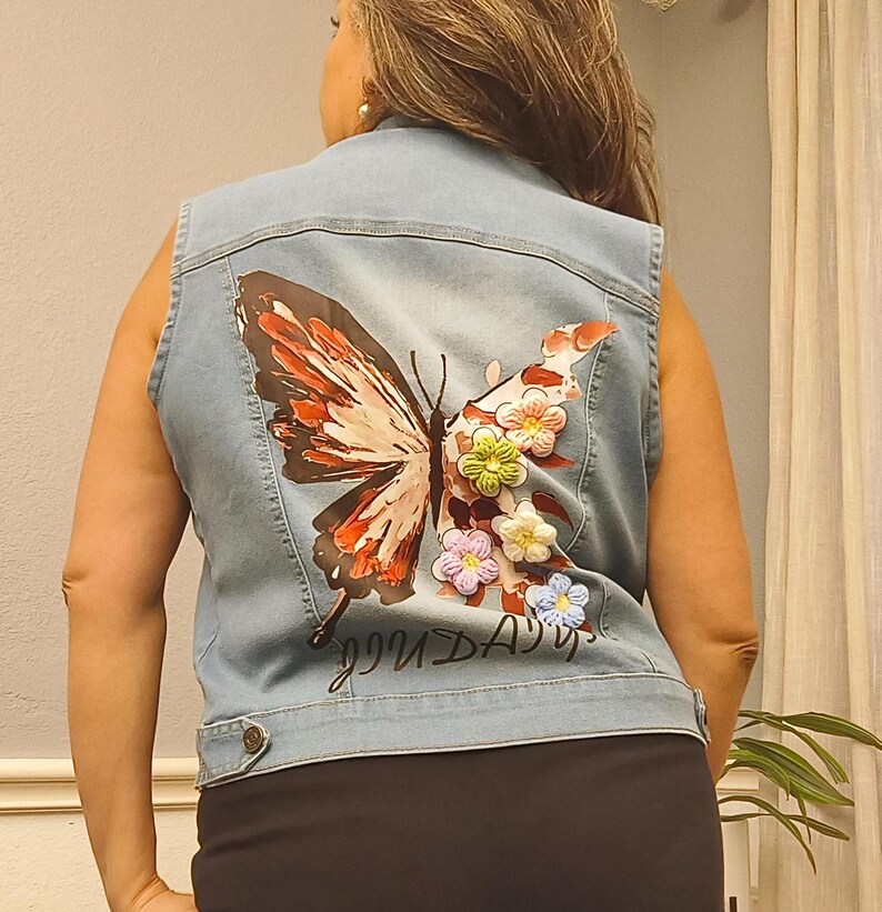 Denim Butterfly Vest Jacket| 3D Butterfly Denim Jacket| - Etsy