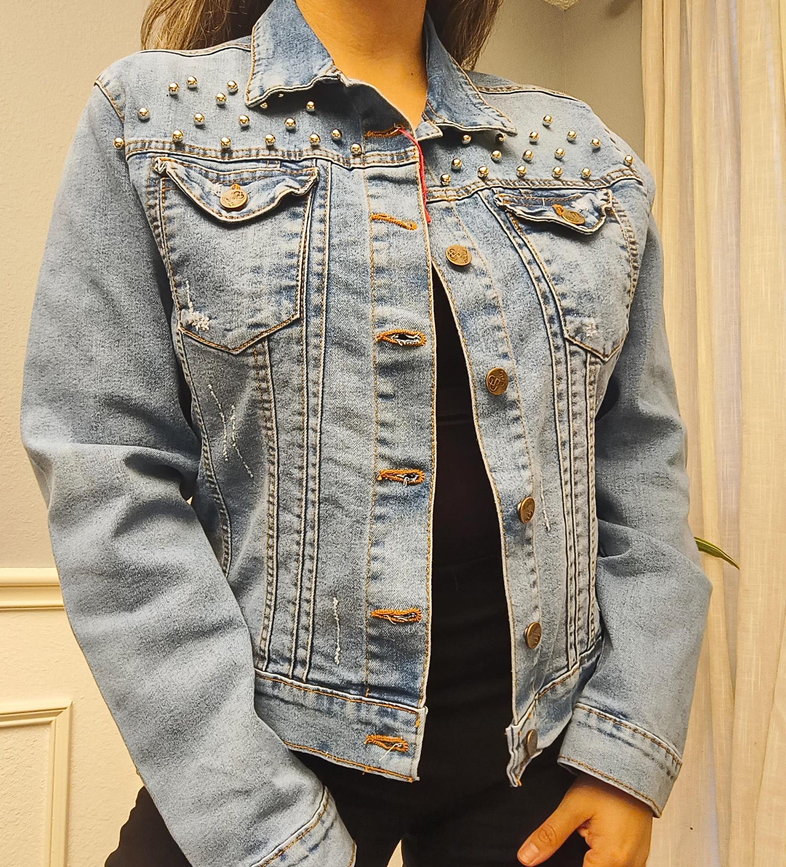 Denim Angel Wing Jacket| Denim Jacket| Gold Wings Jacket| Sequin Angel ...