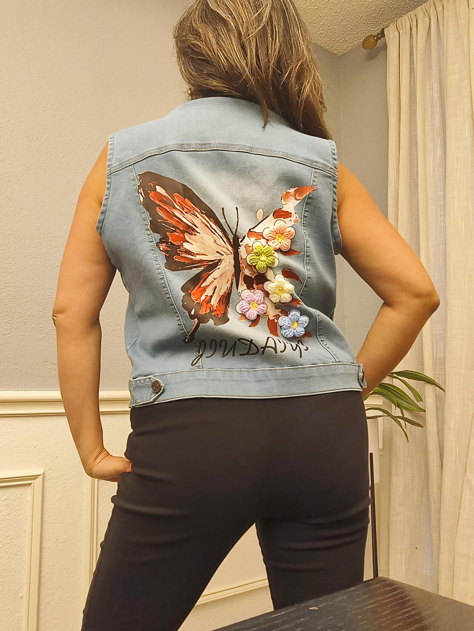 Denim Butterfly Vest Jacket| 3D Butterfly Denim Jacket| - Etsy