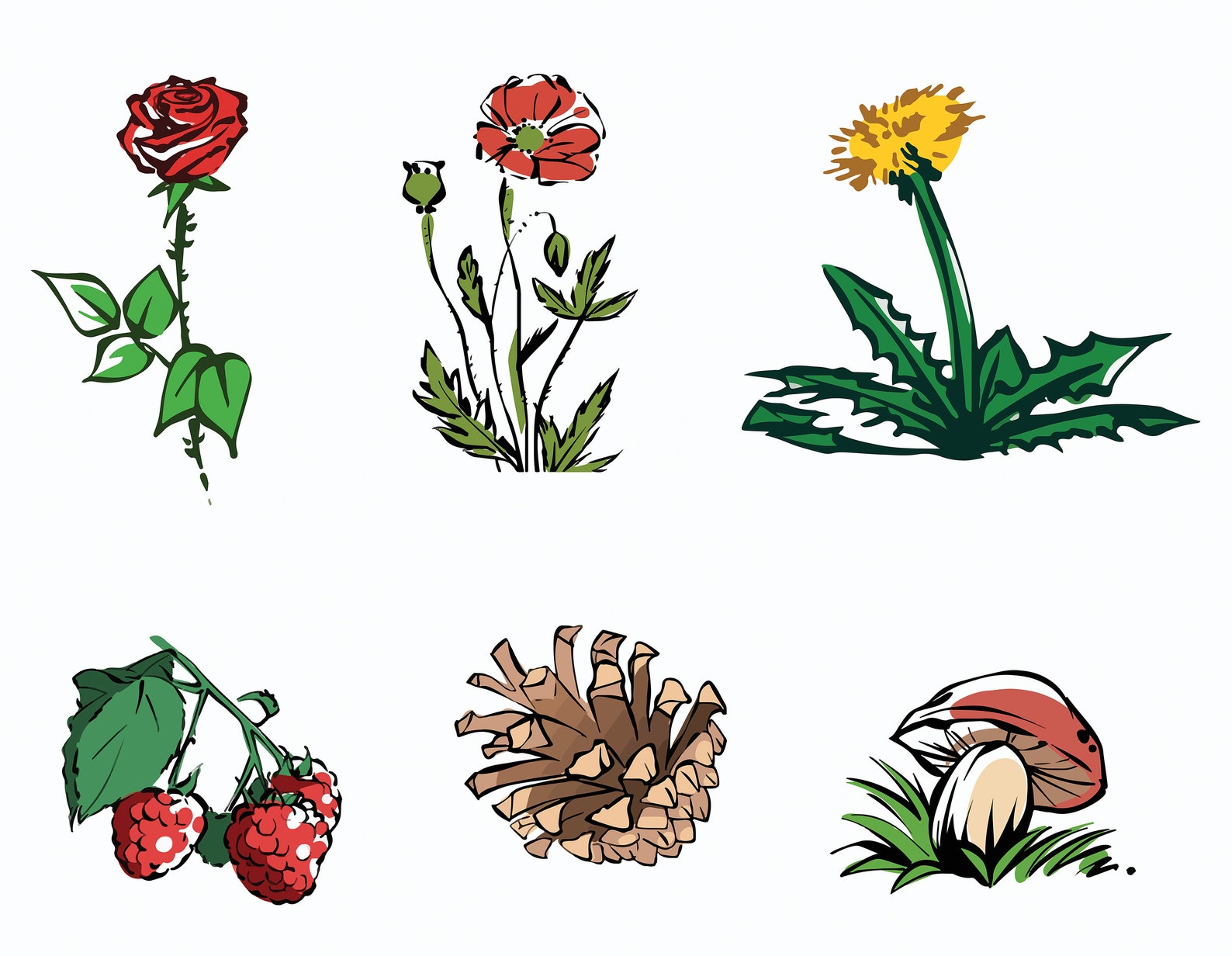 Nature element clipart set. Mountains forest landscape print | Etsy