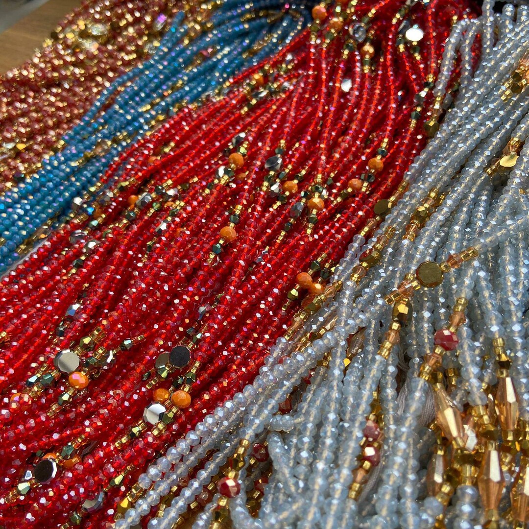 CRYSTAL WAIST BEADS, Tie on Waist Beads, Hippy Jewelry, Beaded Waist ...