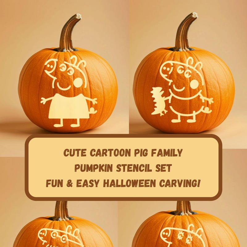 Peppa Pig Pumpkin Stencil - Etsy