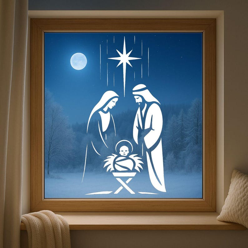 Nativity Christmas Window Stencils, Marker Tracing Templates (PNG PDF ...