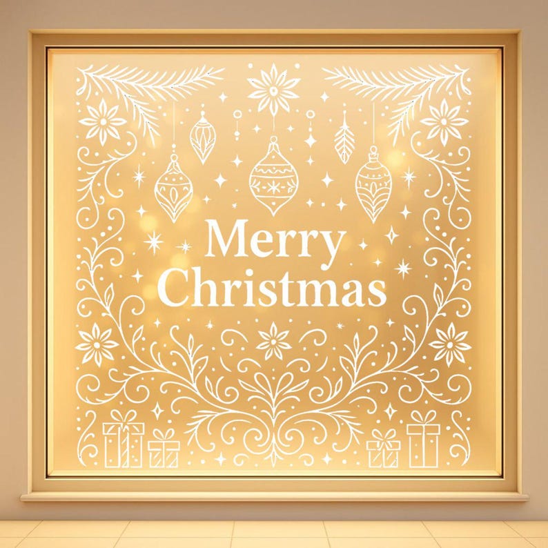 Floral Christmas Window Stencil | Large DIY Winter Decor (printable ...
