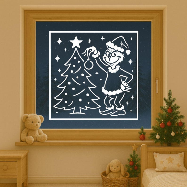 Christmas Window Stencil Set | Holiday Character Tracing (PNG PDF SVG ...