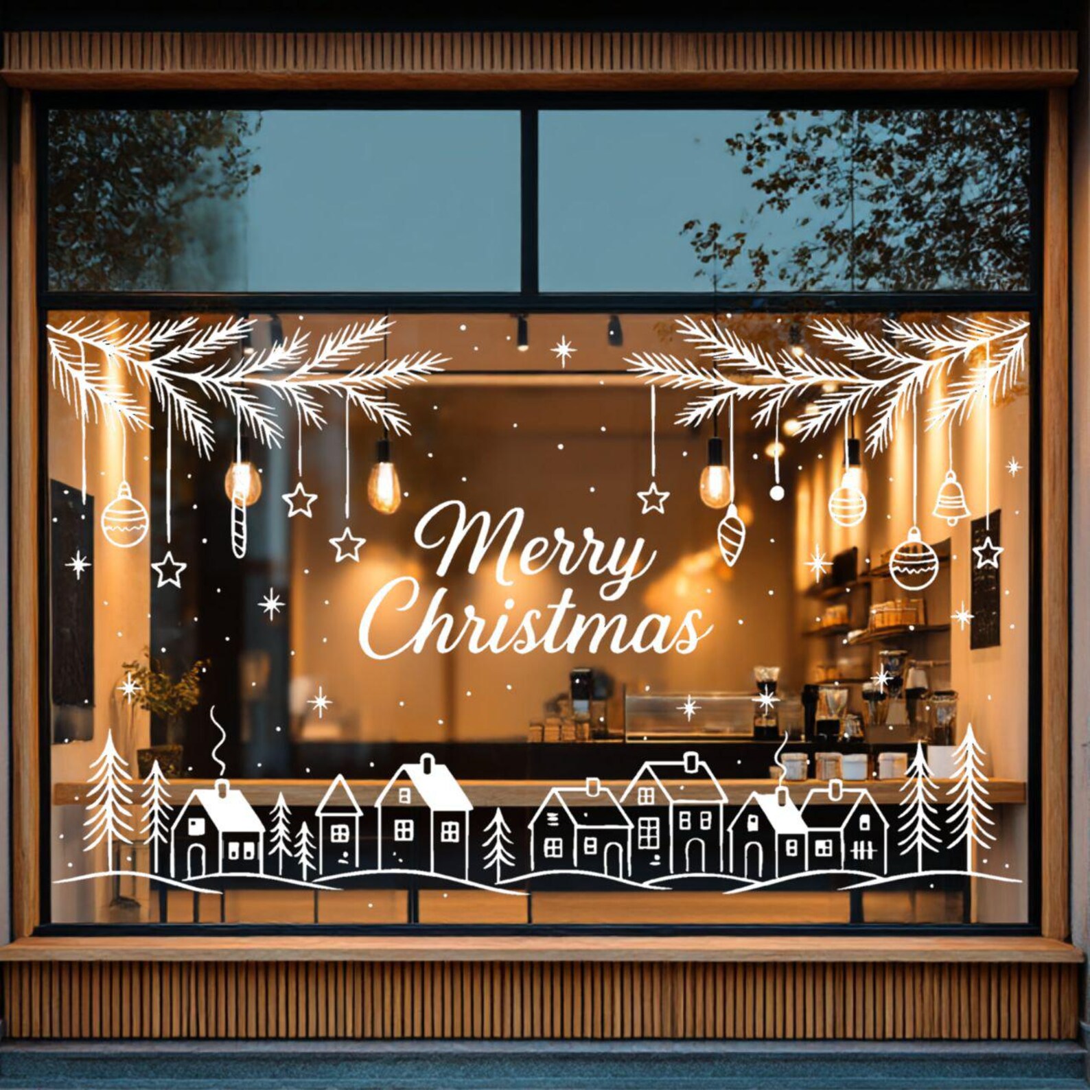 Merry Christmas Window Stencil | Business Holiday Decor (PNG PDF SVG ...