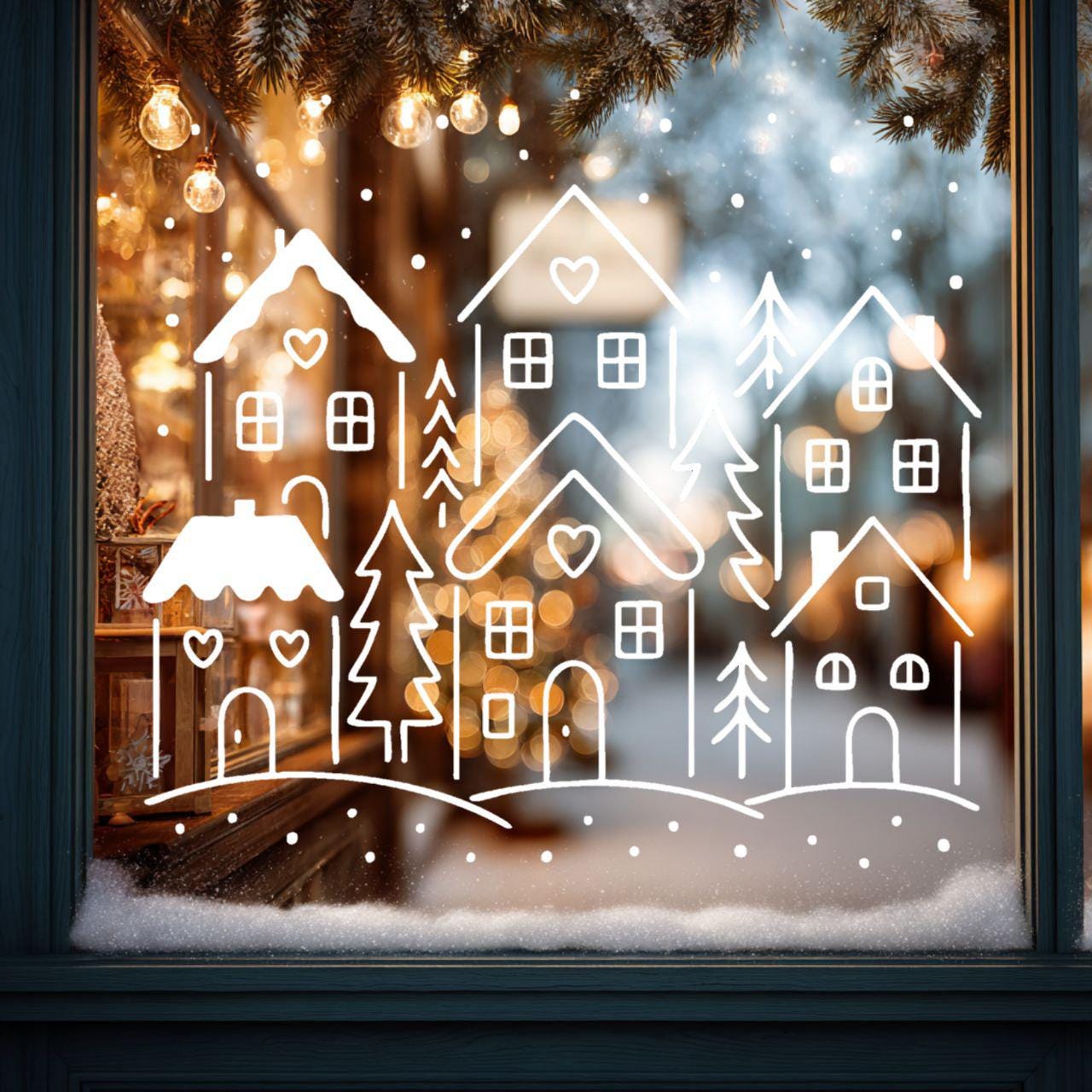 Christmas Window Stencil Set | Winter Village Printable Decor (PNG PDF SVG) - Etsy