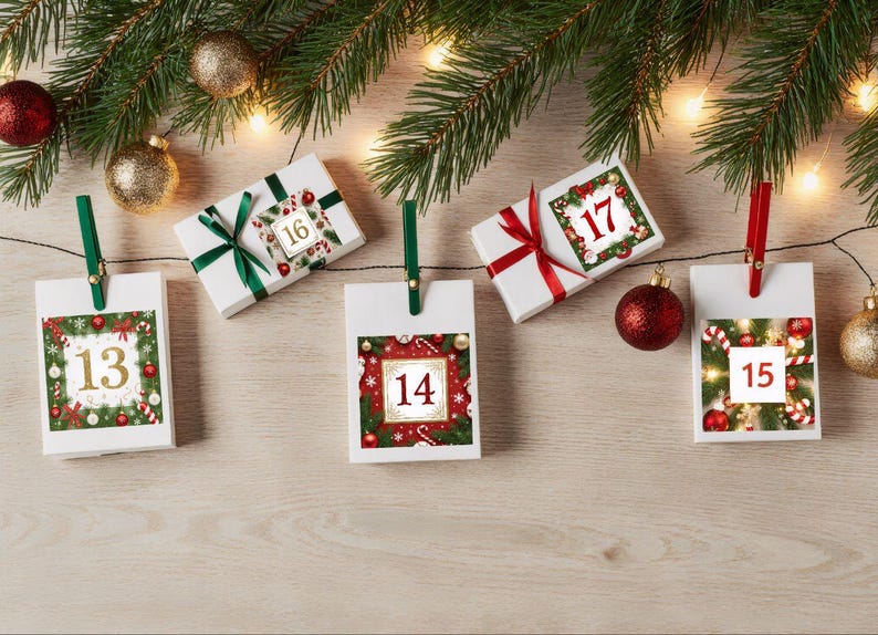 Printable Advent Calendar Numbers 1-25 | DIY Christmas Decor (digital ...