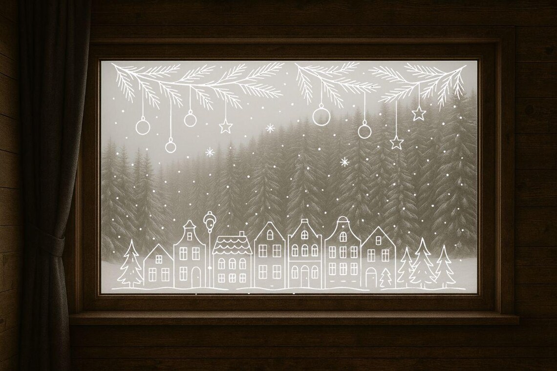 Christmas Window Stencil Set | Holiday Home Decor (printable PNG PDF SVG) - Etsy