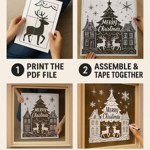 Coffee Shop Christmas Window Stencil | Cafe Holiday Decor (printable ...