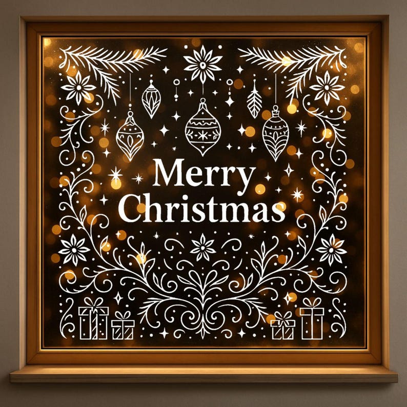 Floral Christmas Window Stencil | Large DIY Winter Decor (printable ...