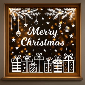 Merry Christmas Window Stencil | Holiday Decor Template (digital ...