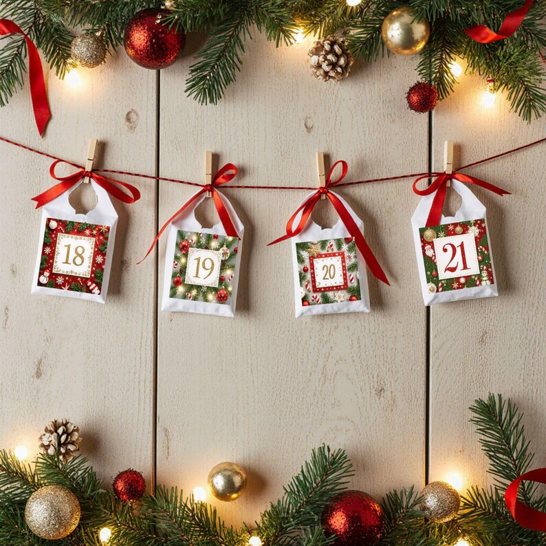 Printable Advent Calendar Numbers 1-25 | DIY Christmas Decor (digital ...