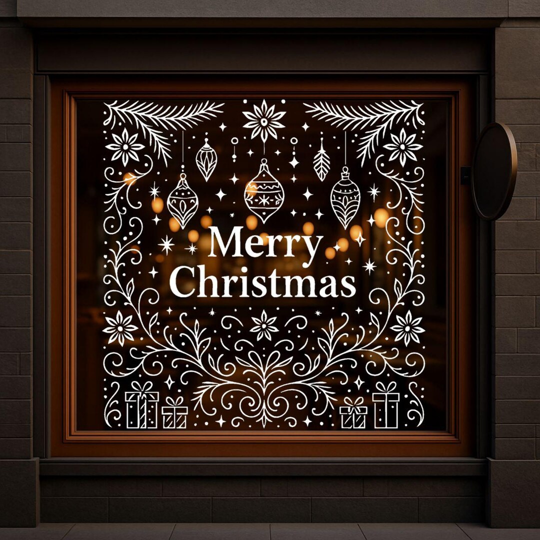 Floral Christmas Window Stencil | Large DIY Winter Decor (printable ...