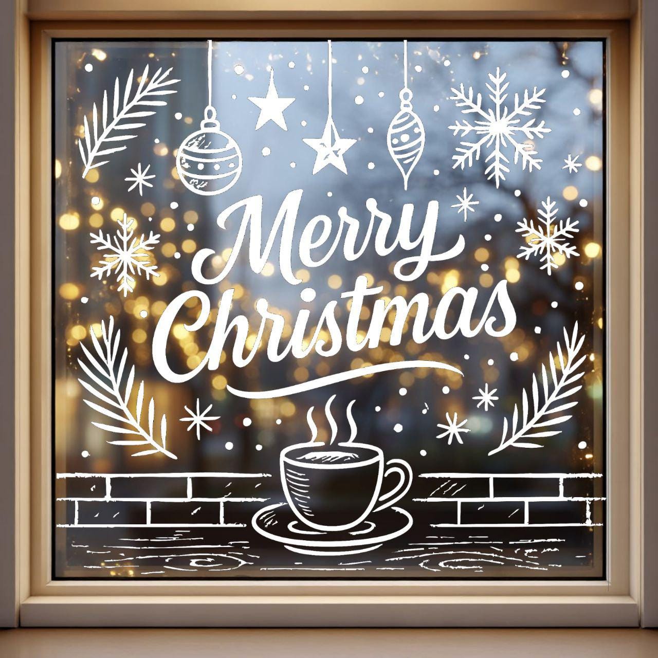Merry Christmas Window Stencil | Holiday Cafe Decor (printable Template ...