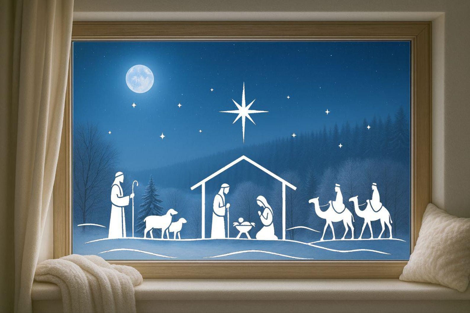 Nativity Christmas Window Stencils, Marker Tracing Templates (PNG PDF ...