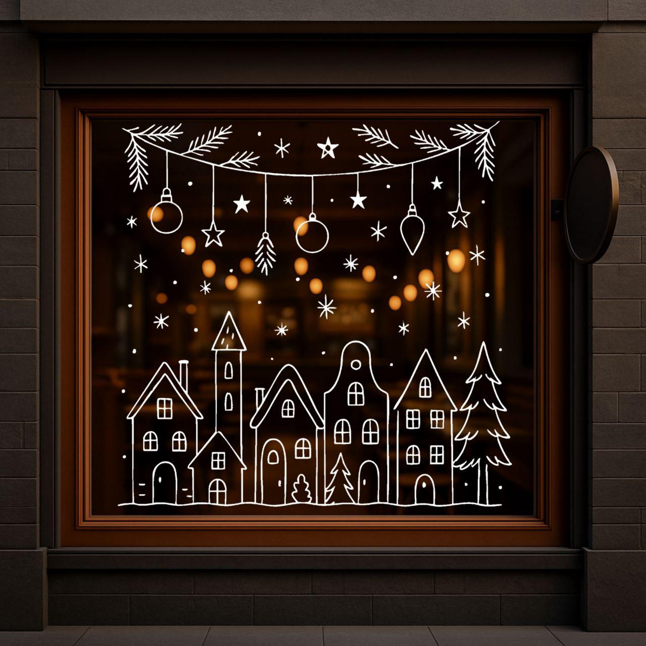 Christmas Window Stencil – Winter Village Template (digital Download) - Etsy