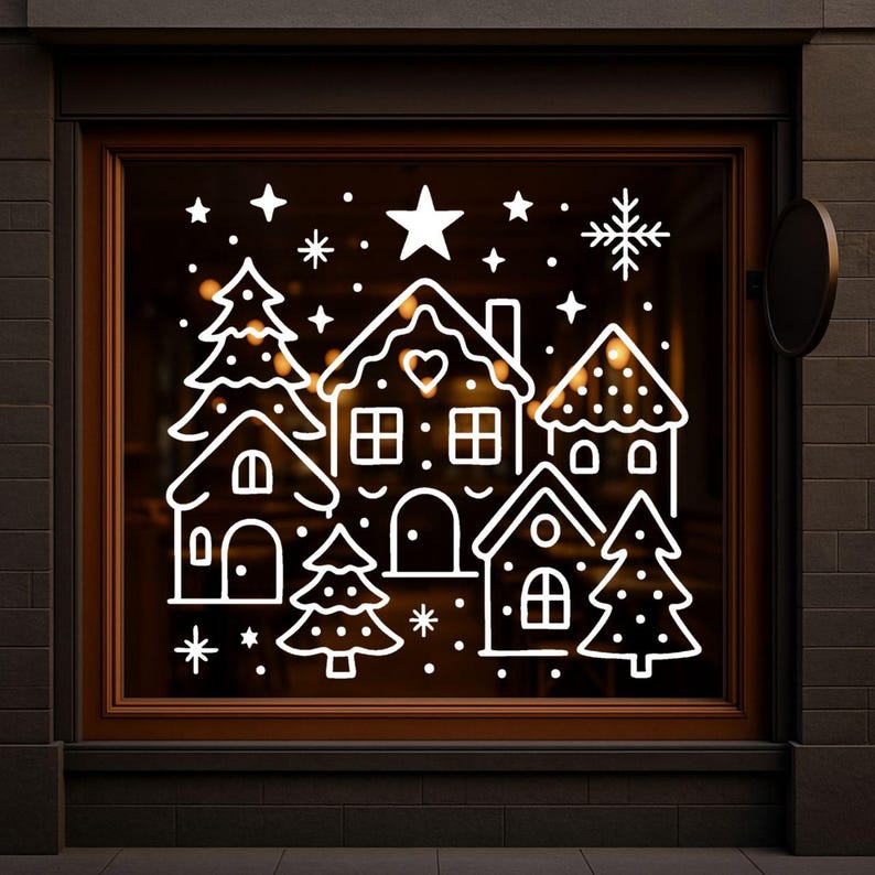 Christmas Window Stencil Set | Winter Village Printable Decor (PNG PDF SVG) - Etsy