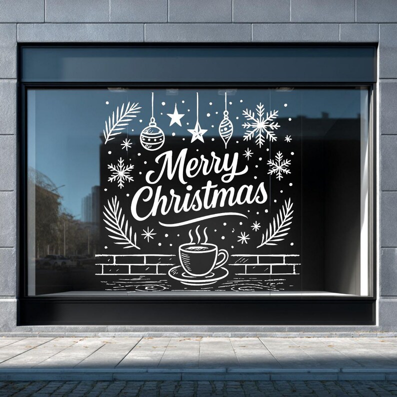 Merry Christmas Window Stencil | Holiday Cafe Decor (printable Template ...