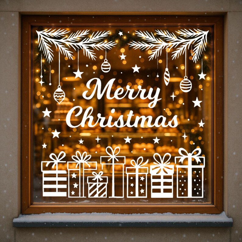 Merry Christmas Window Stencil | Holiday Decor Template (digital ...