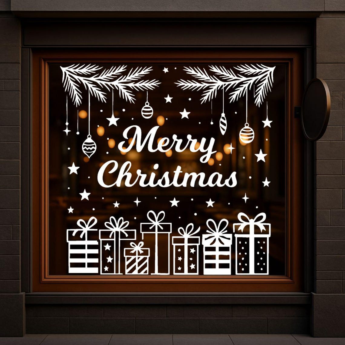 Merry Christmas Window Stencil | Holiday Decor Template (digital ...
