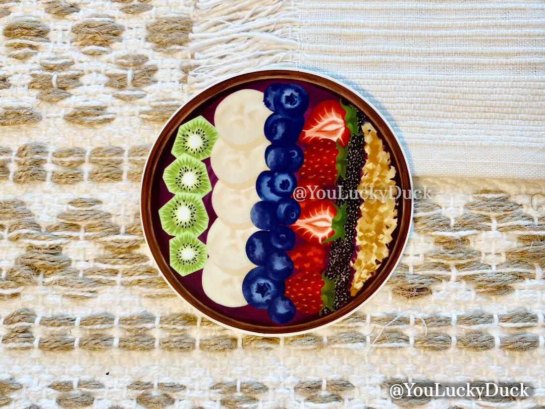 Acai Bowl Waterproof Sticker - Matte Vinyl - Hydroflask - Sticker ...